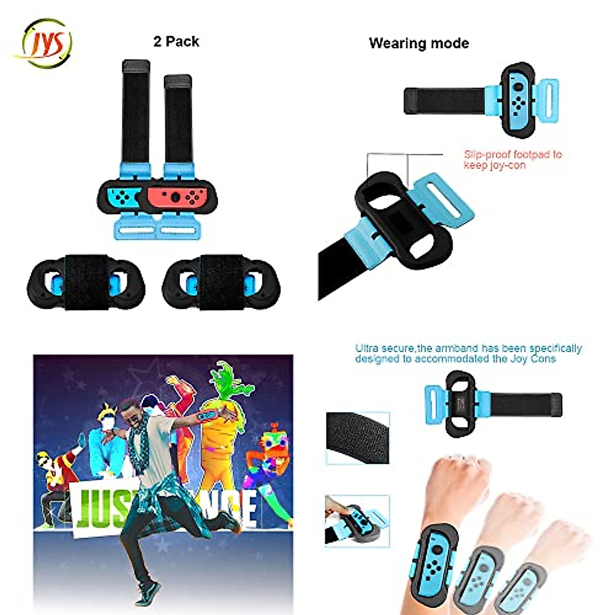 Switch Games Sports Accessories Bundle 10 in 1 Family Accessories Kit for Switch & Switch OLED: Golf Clubs, Just Dance Wrist Bands,Soccer Leg Straps,Joycon Grip Cases And Tennis Rackets (Black)