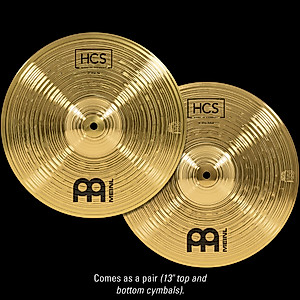 Meinl Cymbals HCS Hihats Cymbals for Drum Set, Made in Germany — Traditional Medium Brass, 2-Year Warranty, 13" Hi hat Pair (HCS13H)