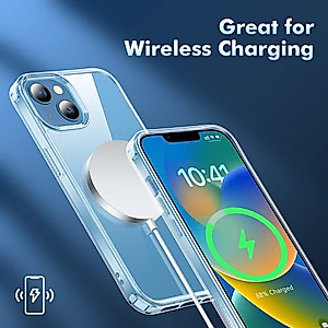 Huness [4 in 1 Designed for iPhone 14 Case/iPhone 13 Case, with 3 Pack Tempered Glass Screen Protector [Non-Yellowing ] [Military Drop Protection] Shockproof Slim Fit 6.1 Inch, Clear