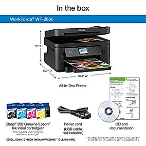 Epson Workforce WF-2860 All-in-One Wireless Color Printer with Scanner, Copier, Fax, Ethernet, Wi-Fi Direct and NFC, Amazon Dash Replenishment Ready