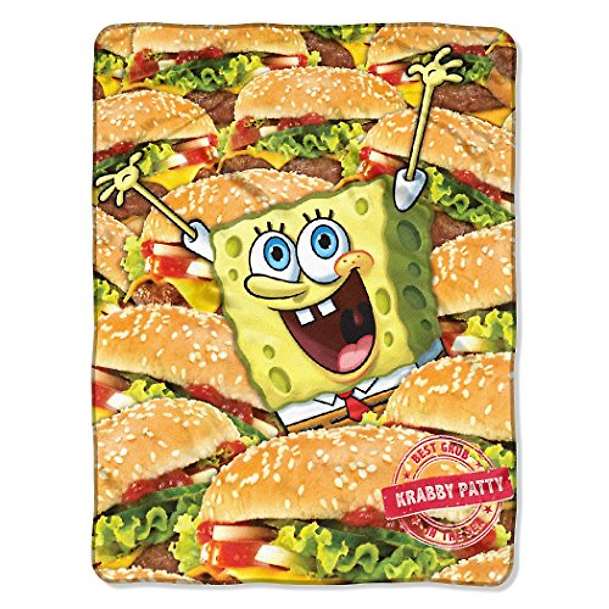 Nickelodeon's Spongebob Squarepants, "Mass Patties" Micro Raschel Throw Blanket, 46" x 60", Multi Color