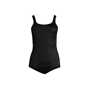 Lands' End Womens Chlorine Resistant Tugless Tank Soft Cup One Piece Swimsuit Black Long Torso 6