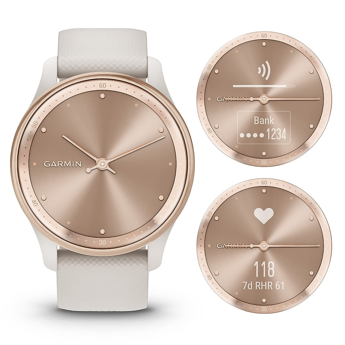 Wearable4U Garmin vivomove Sport, Hybrid Smartwatch, Health Features, Touchscreen, Black Energy Bundle