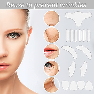 16 Pcs Reusable Silicone Chest Pads Patch Silicone Neck Pad Forehead Pad Set, Cleavage Pad Eye Mask Cheek Stick Anti Wrinkle Strips Anti Wrinkle Patches