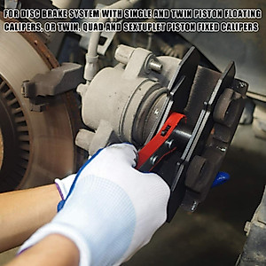 Brake Caliper Press Tool and 4PCS Hangers 360 Degree Swing Ratchet Expander Wrench Car Wheel Piston Spreader for Single Twin Quad Sextuplet Piston Disc Brake Caliper