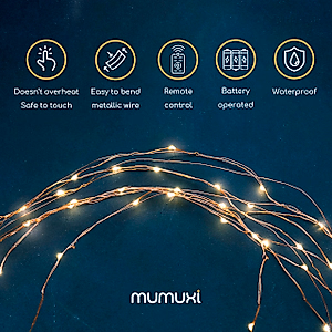 MUMUXI 33ft 100 LED Outdoor Fairy Lights, Timer Battery Operated Twinkle Lights with Remote [2 Pack], Christmas Outdoor String Lights Battery Operated, White Warm Outdoor Twinkle Lights Waterproof