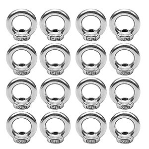 MroMax 20Pcs Lifting Eye Nut M8 Metric Female Thread Ring Shape Nut 304 Stainless Steel Round Shape Fastener Lifting Ring for Rope Fitting Silver