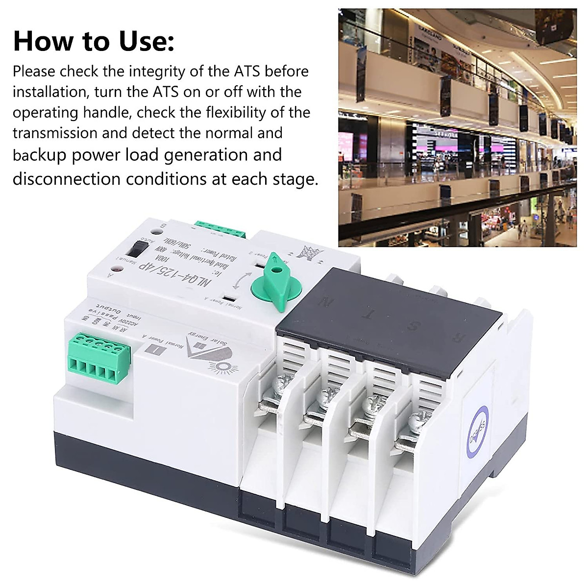 Dual Power Automatic Transfer Switch AC 400V 4P 100A ATS PC Automatic Changeover Toggle Switch Double Transfer Switch for Municipal Electricity UPS Inverter Solar