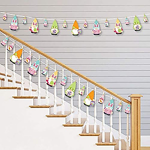 Big Dot of Happiness Easter Gnomes - Spring Bunny Party DIY Decorations - Clothespin Garland Banner - 44 Pieces