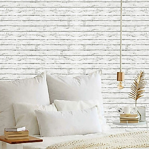 Arthome 17''x120'' White Wood Contact Paper,Peel and Stick Vinyl Wallpaper, Wood Self-Adhesive and Removable Decorative White Wood Contact Paper for Cabinets Easy to Clean Stick on Wallcovering