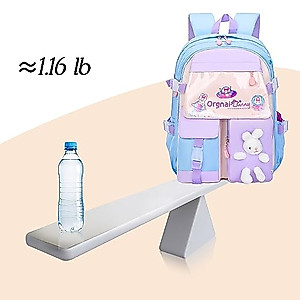 Dorlubel Girls Backpack Elementary School Bunny Backpack for girls Kindergarten Preschool Bookbag With Tote Bag (Blue Bunny Set)