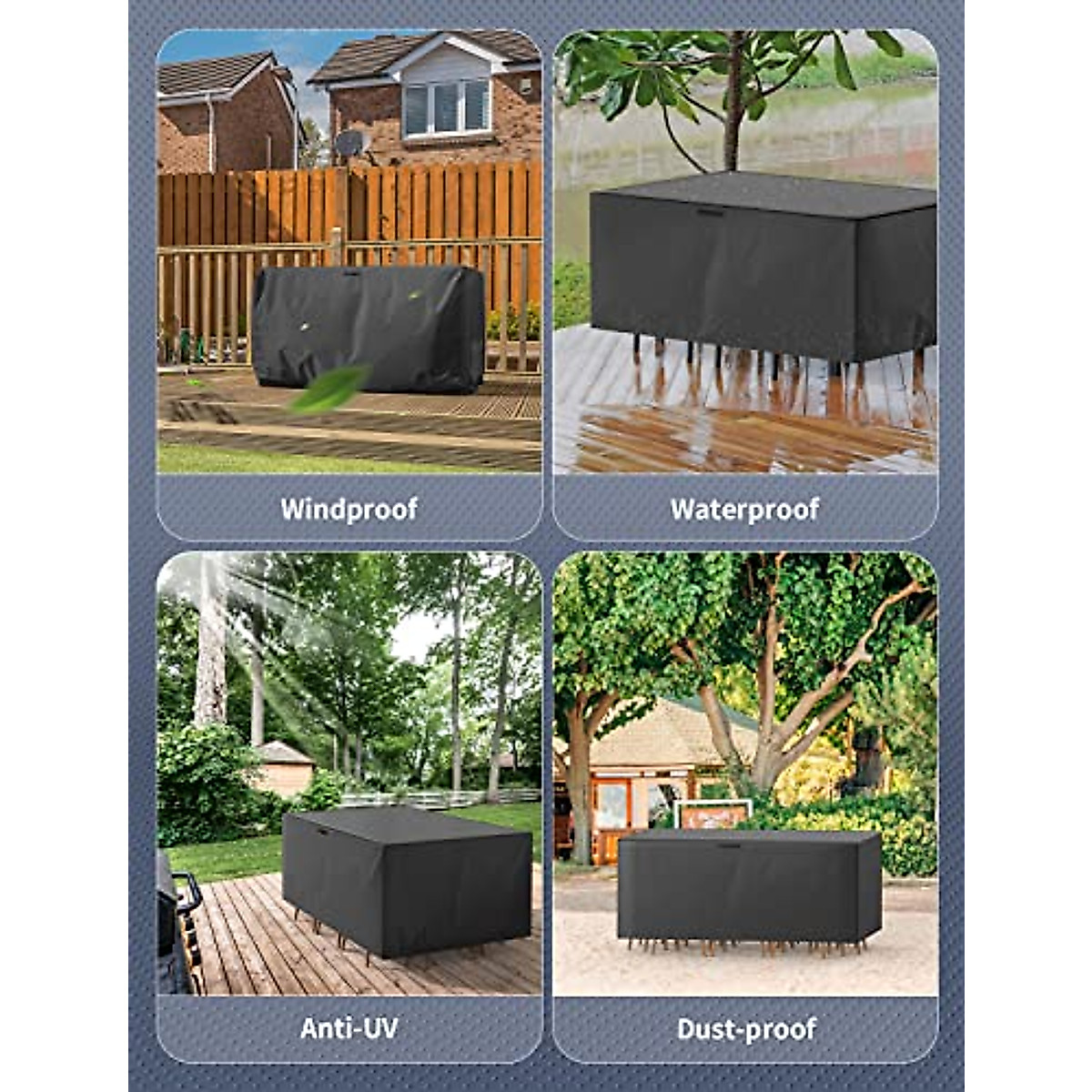 YISSVIC Patio Furniture Covers 96x64x40 inch Outdoor Furniture Covers Waterproof Windproof Anti-UV Rectangular Fits for 6-12 Seats