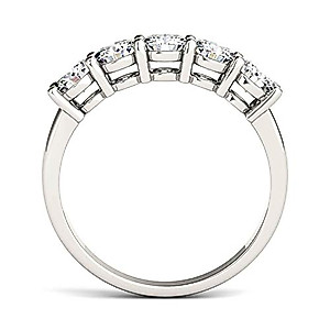 Charles & Colvard Created Moissanite 4mm Round Cut Wedding Band for Women | 1.15 cttw DEW | Lab Grown | Solid 14K White Gold with Rhodium | Size 8.5