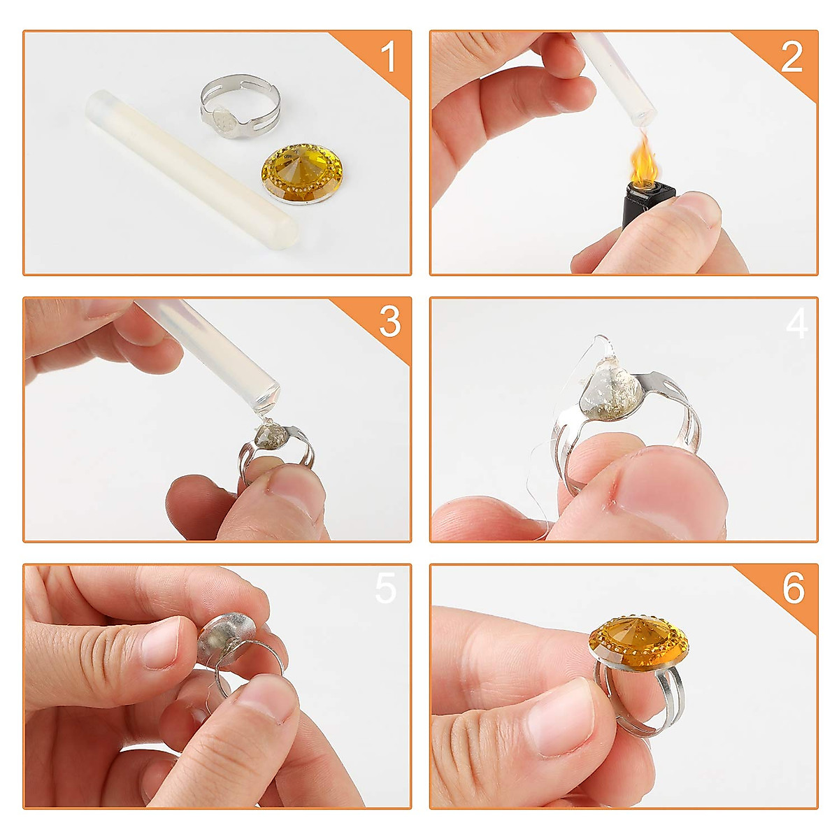 Hifot 24 pcs Girls Crystal Adjustable Rings, Princess Jewelry Finger Rings with Heart Shape Box, Girl Pretend Play and Dress up Rings for Children Kids Little Girls - Random