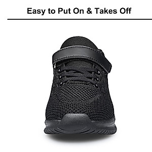 BNV Boys Girls Sneakers Kids Shoes Unisex Lightweight Breathable Athletic Running Tennis Fitness Shoes Black Big Kid Size 2