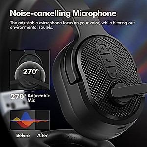 COSMUSIS Bluetooth Headphones Over-Ear, Wireless Headsets Bluetooth Earphones w/Deep Bass, 35Hrs Playtime, Detachable Earpad Single/Dual Mode for Office/Home, Business Headset w/Noise Cancelling Mic