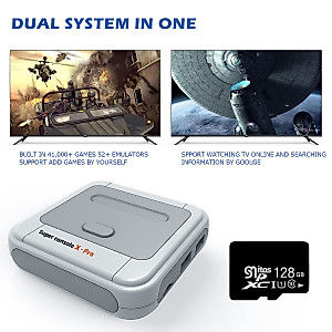 Kinhank Retro Game Console, Super Console X Pro Game System Built-In 41,000+ Video Games, Game Emulator Console With 50+ Emulators, Support 4k HD/AV Output(128G), LAN/WIFI, 2 Gamepads, Best Gifts