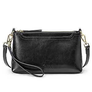 Kattee Leather Crossbody Bags for Women Trendy, Small Shoulder Purses and Handbags, Wristlet Clutch Wallet with 2 Straps