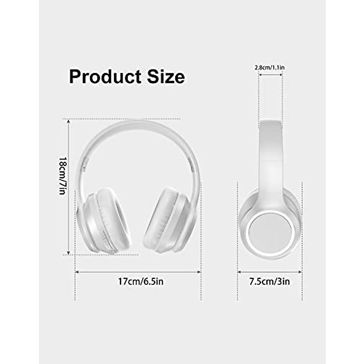 rockpapa E8 Over The Ear Bluetooth Headphones with Microphone for Kid Children Boy Girl Youth Teen Adult, Foldable Wired/Wireless Headphones with Mic, Include Travel Case, Silver