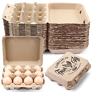 Zhanmai 100 Pack Egg Carton Bulk 12 Chicken Egg Carton Adorable Printed Design Farm Fresh Duck Egg Crate with 3 x 4 Holds Recycled Paper Cardboard Sturdy Reusable Egg Box Holder (Classic Style)