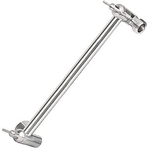Adjustable Shower Arm Universal Connection, NearMoon Solid Brass Shower Extension Arm, Adjust Angle to Upgrade Shower Experience, Easy to Install, Anti-leak (Chrome Finish)