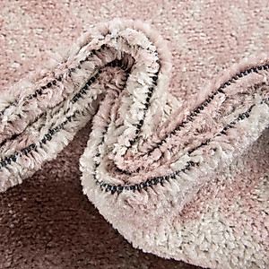 Unique Loom Lennon Collection Area Rug - Zal (4' 1" Round, Pink/ Ivory)