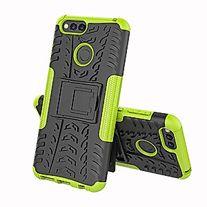 COTDINFORCA Case for Huawei Honor 7X Tyre Pattern Design Heavy Duty Tough Protection Case with Kickstand Shock Absorbing Detachable 2 in 1 Case Cover for Huawei Mate SE/Huawei Honor 7X. Hyun Green