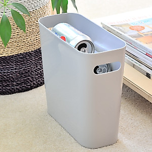 Youngever 1.5 Gallon Slim Trash Can, Plastic Garbage Container Bin, Small Trash Bin with Handles for Home Office, Living Room, Study Room, Kitchen, Bathroom (2 Pack Grey)