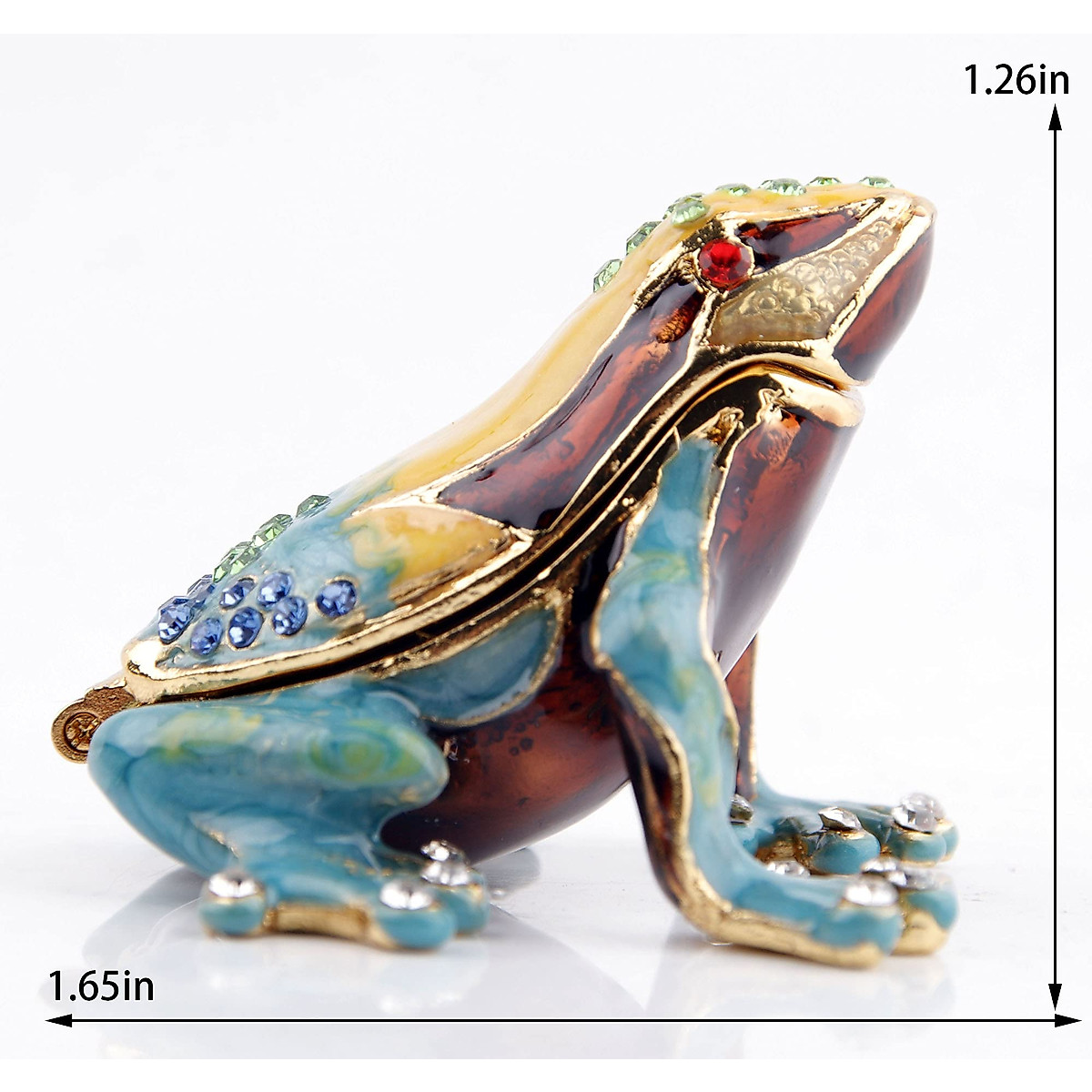 SEVENBEES Poison Dart Frogs Figurine Trinket Boxes Hinged Rainforest Animals Frog Jewelry Box Gift