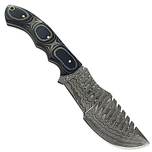 Heritage Knives Fixed Blade Hunting knife Tracker Custom Handmade Damascus Steel 10 Inches Tracker Knife - Perfect Grip Black Micarta Handle outdoor comping hunting