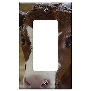 Switch Plate Single Rocker/GFCI - Farm Sweet Cute Small Calf Baby Cow Animals