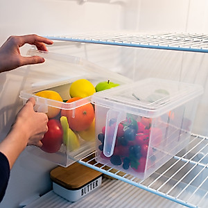 7Penn Divided Food Storage Containers 2pk - 2gal Air Tight 3 Compartment Veggie Tray - Handled Salad Bar Containers for Fridge with Lid - Square Produce Storage Bin Food Prep Container for Snacks