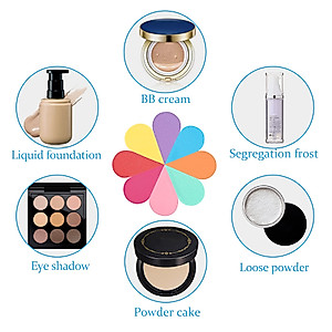 WANDIC Makeup Sponges, 16 Pcs 8 Colors Blender Sponges Face Painting Petal Sponges Beauty Sponge for Powder and Liquid