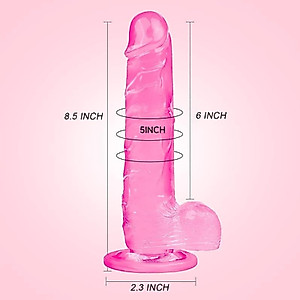 Dildo, Pink Dildo, Sexy Toys, Adult Toys, 8.5" Ultra Soft Lifelike Silicone Big Thick Dildo for Women with Strong Suction Cup G Spot Stimulator Adult Anal Toy Toys for Women or Beginer Sexual,Pink