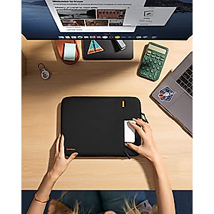 tomtoc 360° Protective Laptop Sleeve for 13-inch MacBook Air M2/A2681 M1/A2337 2018-2022, MacBook Pro M2/A2686 M1/A2338 2016-2022, Water-Resistant Case for 12.9 iPad Pro 6th/5th/4th/3rd Gen, Black