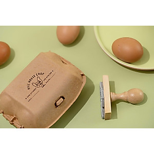 Stamp by Me | Egg Cartons Stamp | Personalized Eggs Carton Stamps | Chicken Eggs Stamper | Custom Wooden Rubber Stamp | Self-inking Labels | Farm Stampers | Black Ink | Mini, Medium or Big Stamping