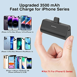 ATGIH Portable Charger for iPhone,3500mAh Ultra-Compact Small Power Bank Compatible with iPhone 6/7/8/SE/11/XR/12/12 Pro Max/13/13 Pro Max/14/14 Pro Max/14 Plus Series（Black）