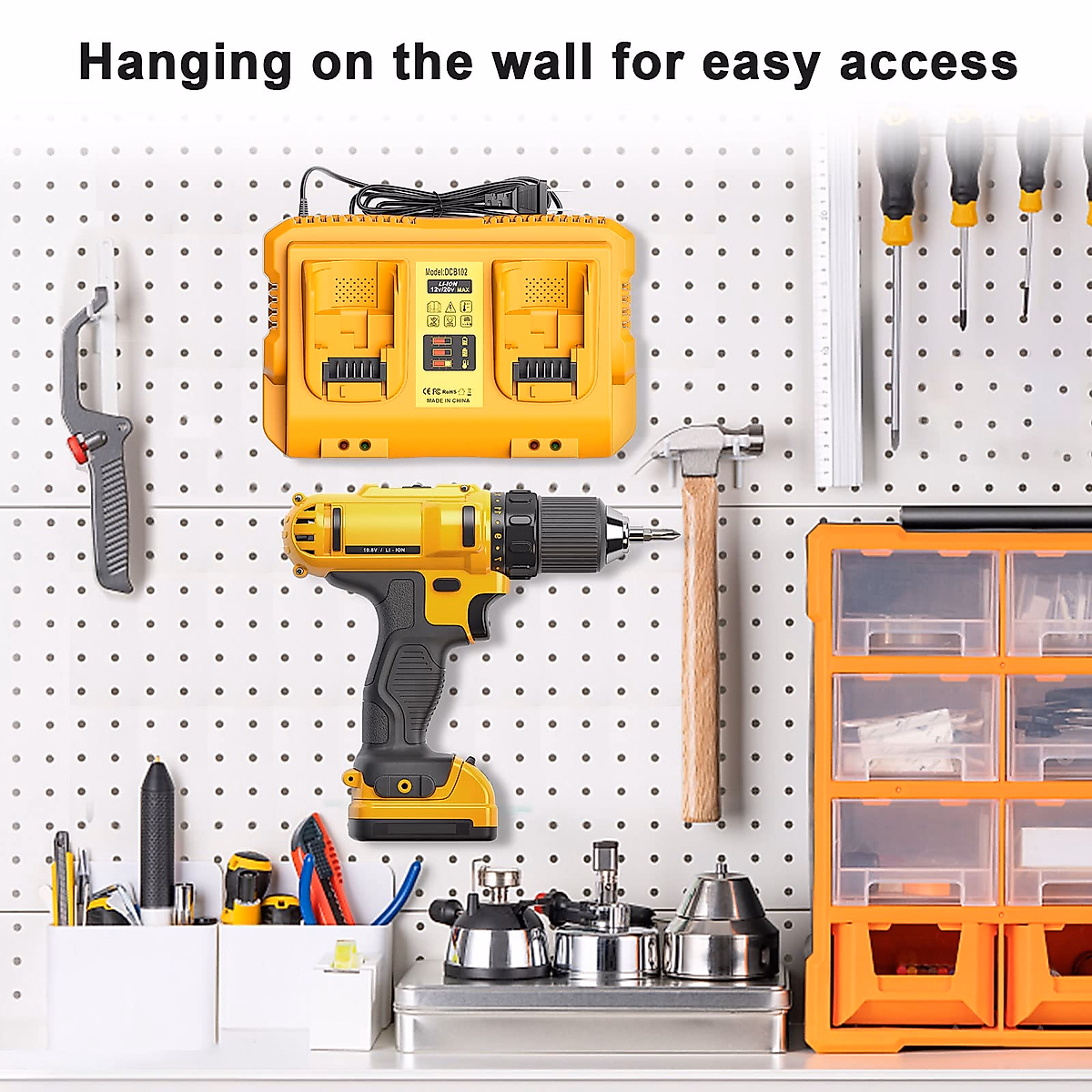 Lenoya Upgraded 20v 2Packs Replacement for Dewalt 20V Max Battery 7000mAh and DCB102 Charger Comaptible with Dewalt DCD DCF DCG Series Cordless Power Tools and 12V/20V Battery Charger Orange