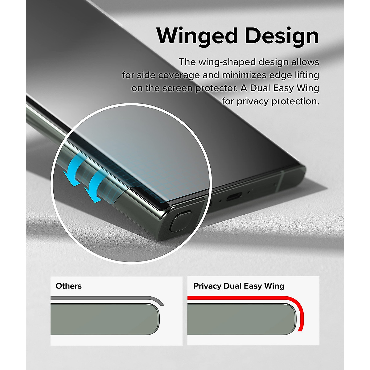 Ringke Privacy Dual Easy Wing [Anti-spy] Compatible with Samsung Galaxy S23 Ultra Privacy Screen Protector 5G, Self-Healing Properties Anti-Fingerprint Coating Film with Easy Application Kit
