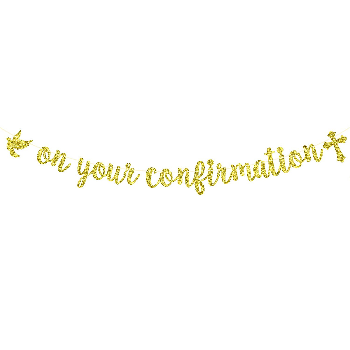On Your Confirmation Banner, First Holy Confirmation Decorations, Bridal Shower, Engagement, Wedding, Bachelorette, Marriage Anniversary Party Decorations Gold Glitter