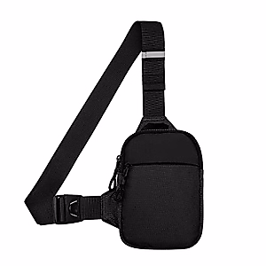 Long Keeper Mini Sling Bag - Men Women Small Waterproof Crossbody Bag Casual Phone Chest Bag for Travelling Hiking (Black - Mini (L*W*H = 13 * 3 * 19CM))