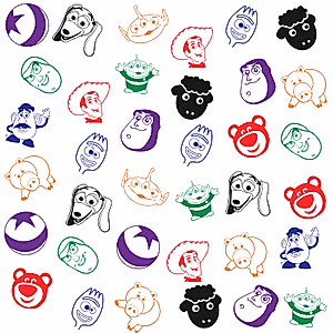 24 Pcs Toy Inspired Story Themed Stampers, Toy Inspired Story Birthday Party Supplies Favors, Classroom Rewards Prizes, Goody Bag Treat Bag Stuff for Toy Inspired Story Birthday Party Gifts