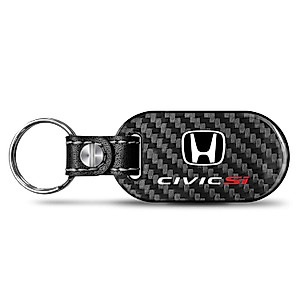 iPick Image Made for Honda Civic Si 100% Real Black Carbon Fiber Tag Style Key Chain
