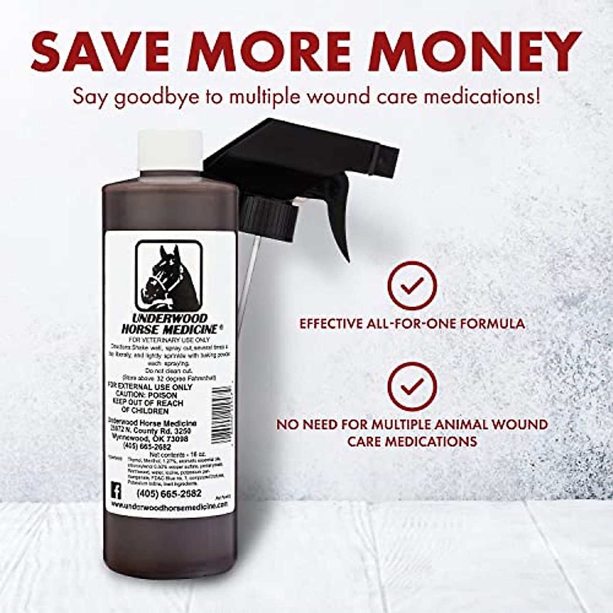 Topical Wound Spray Refill Bottle with Spray Trigger 16 oz - Wound Care Spray for Faster Healing of Scrapes, Cuts, and Wounds - Spray Solution for Equine, Pets, and Other Farm Animals