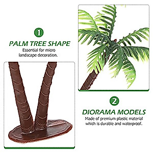 Amosfun 5Pcs Plastic Coconut Palm Tree Miniature Plant Pots Bonsai Craft Micro Landscape DIY Decor Wedding Valentine's Day Decoration