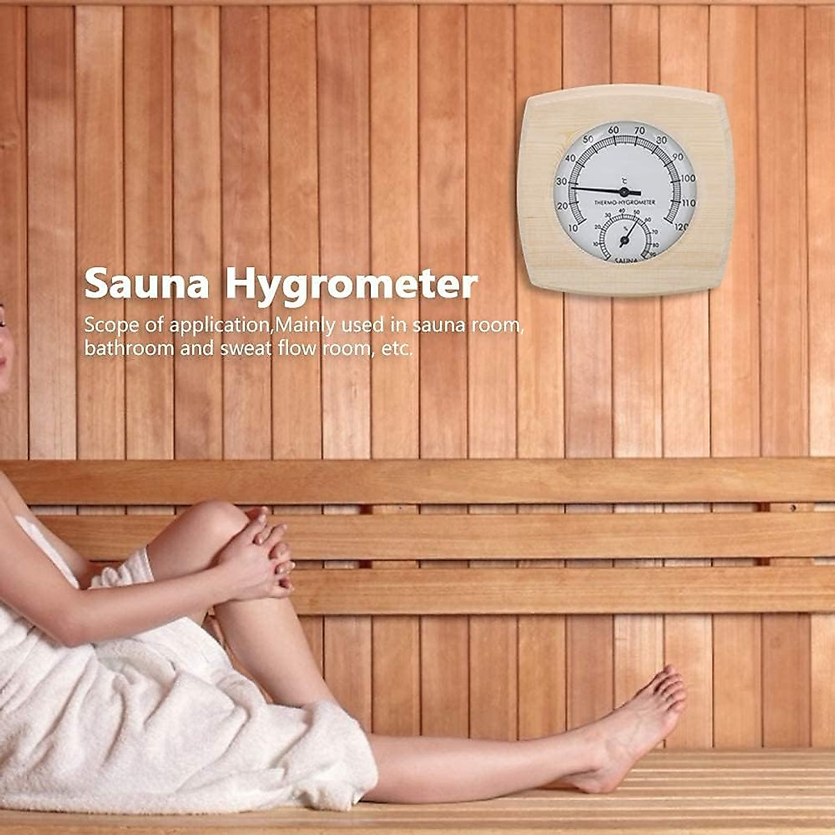 Sauna Thermometer, 2-in-1 Wood Digital Sauna Room Thermometer Hygrometer Sauna Temperature Thermometer Sauna Room Thermometer and Hygrometer Sauna Accessories