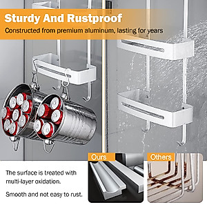 UIFER Shower Caddy Over The Door, Rustproof Aluminum Shower Caddy, Shower Door Storage Organizer with a Suction Cup, Hooks and Basket