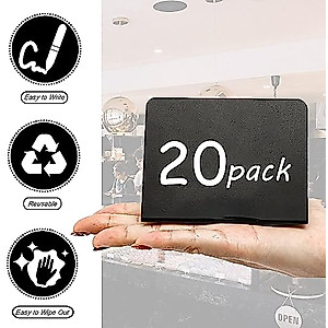 20 Pcs Mini Chalkboard Signs Set, BetterJonny Easy to Write and Wipe Out Food Chalkboard Signs for Parties Reusable Food Labels for School/Wedding/Birthday/Buffet/Party/Message Boards (4x3 inch)