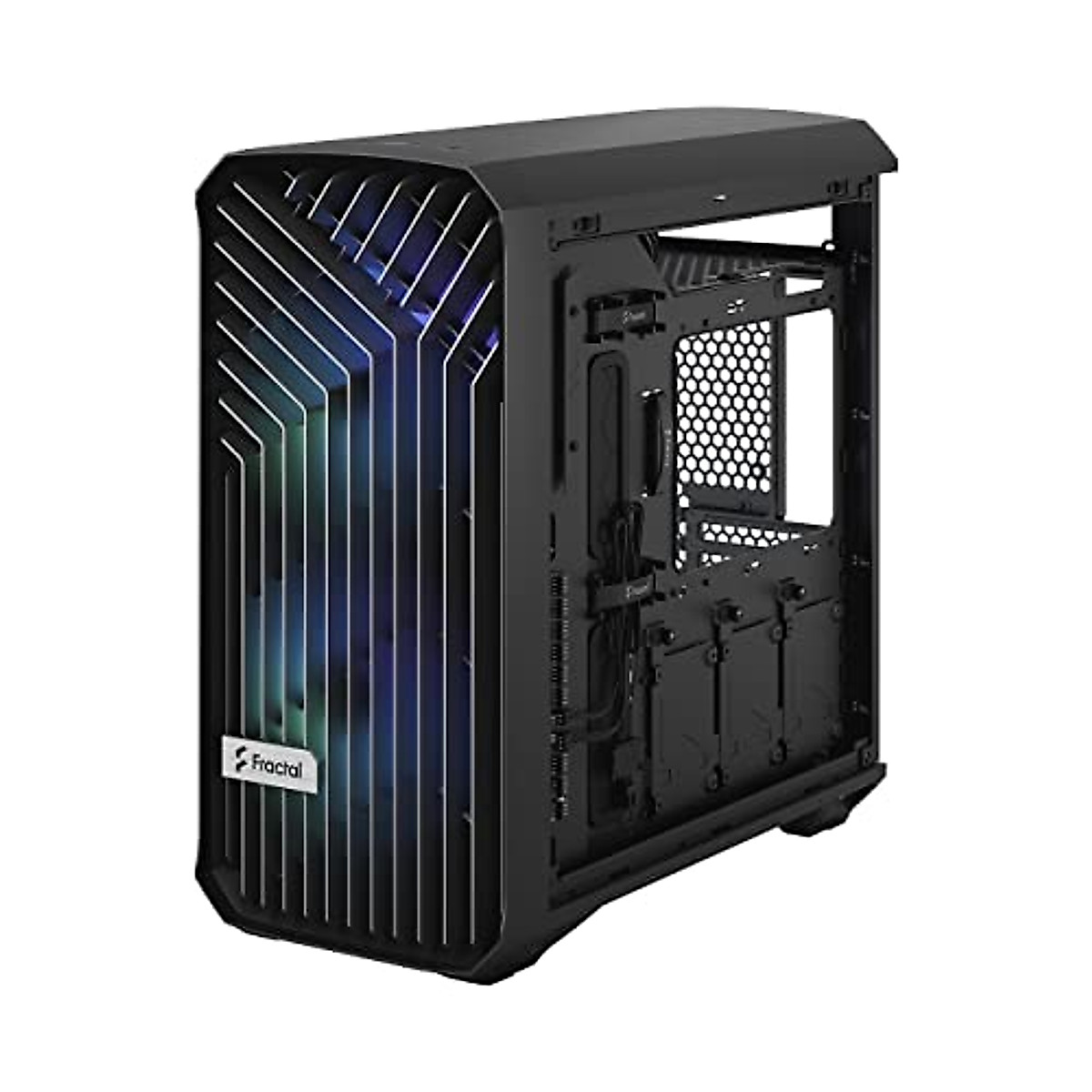 Fractal Design Torrent Compact RGB Black - Light Tint Tempered Glass Side Panels - Open Grille for Maximum air Intake - Two 180mm RGB PWM Fans Included - Type C - ATX Airflow Mid Tower PC Gaming Case
