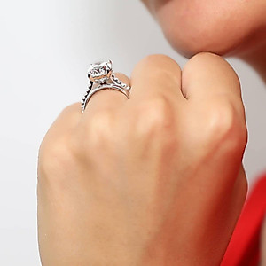 BERRICLE Sterling Silver Solitaire Wedding Engagement Rings 5.5 Carat Oval Cut Cubic Zirconia CZ Ring Set for Women, Rhodium Plated Size 8